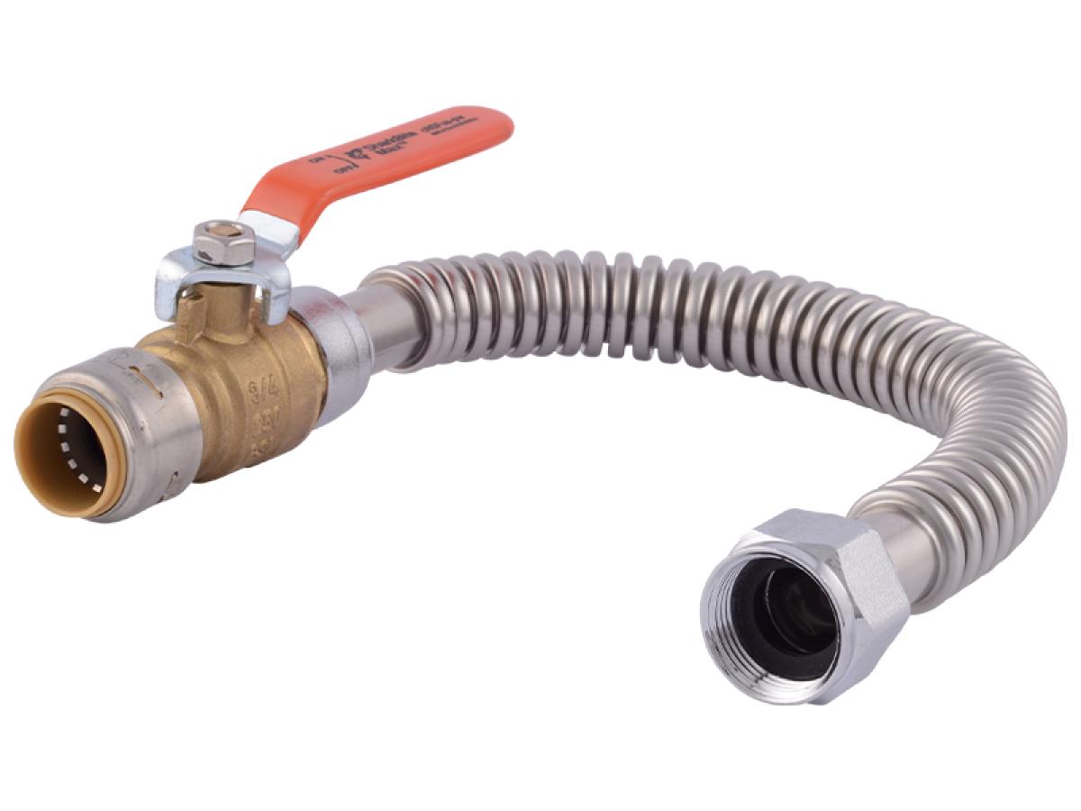 Conector corrugado de empuje Max con válvula de bola para calentador de ...